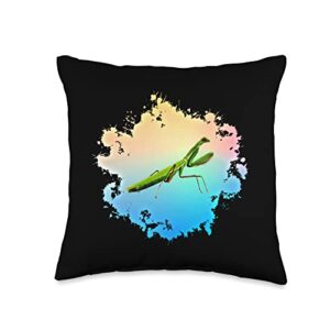 mantis - insects men women kids boys girls gift mantis throw pillow, 16x16, multicolor