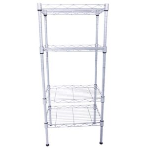 4-wire shelving silver gray metal storage rack height adjustable shelves, heavy duty commercial grade steel utility layer shelf rack organizer for restaurant, pantry, kitchen garage, 13.8"x9.8"x31.5"