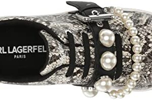 Karl Lagerfeld Paris Women's Vidya Pearls-Lace Sneaker, Black/White, 9.5