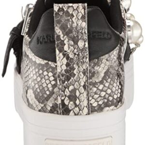 Karl Lagerfeld Paris Women's Vidya Pearls-Lace Sneaker, Black/White, 9.5