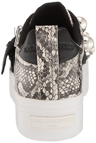 Karl Lagerfeld Paris Women's Vidya Pearls-Lace Sneaker, Black/White, 9.5