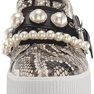 Karl Lagerfeld Paris Women's Vidya Pearls-Lace Sneaker, Black/White, 9.5