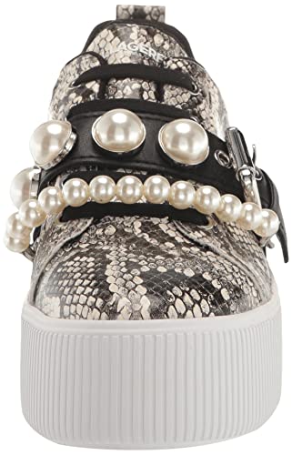 Karl Lagerfeld Paris Women's Vidya Pearls-Lace Sneaker, Black/White, 9.5