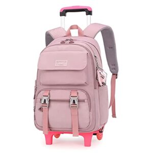 mitowermi kids rolling backpack for girls trolley bags for elementary middle school backpack with wheels rolling bookbag for boys