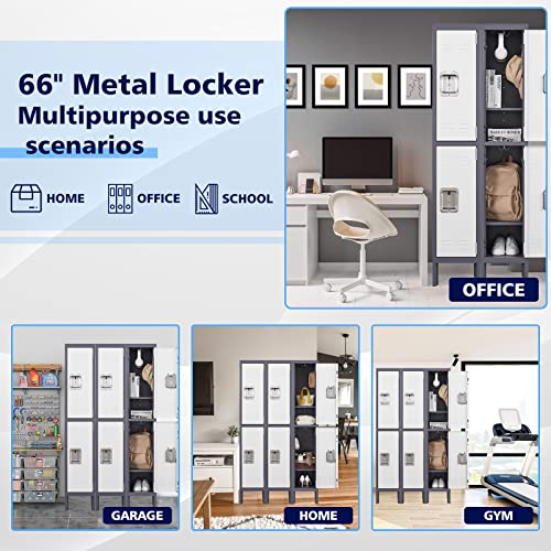 Letaya Locker,Employees Storage Metal Lockers 66" Lockable Steel Cabinet for School Gym Home Office Staff (2 Door)