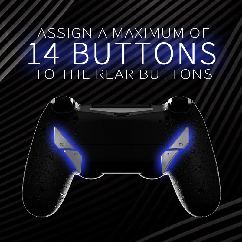 HEXGAMING NEW EDGE 4 Back Buttons & Interchangeable Thumbsticks & Hair Triggers Compatible with ps4 Modded Controller with Paddles - Biohazard Alert