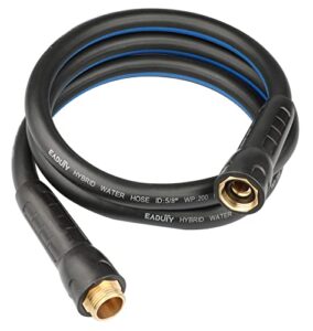 eaduty hybrid lead in garden hose 5/8 in. x 6 ft, heavy duty, lightweight, flexible with swivel grip handle and solid brass fittings, gray+blue