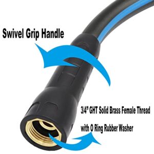 EADUTY Hybrid Lead In Garden Hose 5/8 IN. x 6 FT, Heavy Duty, Lightweight, Flexible with Swivel Grip Handle and Solid Brass Fittings, Gray+Blue