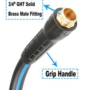 EADUTY Hybrid Lead In Garden Hose 5/8 IN. x 6 FT, Heavy Duty, Lightweight, Flexible with Swivel Grip Handle and Solid Brass Fittings, Gray+Blue