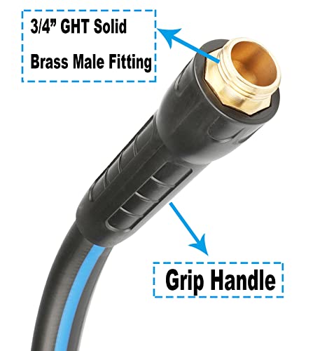 EADUTY Hybrid Lead In Garden Hose 5/8 IN. x 6 FT, Heavy Duty, Lightweight, Flexible with Swivel Grip Handle and Solid Brass Fittings, Gray+Blue