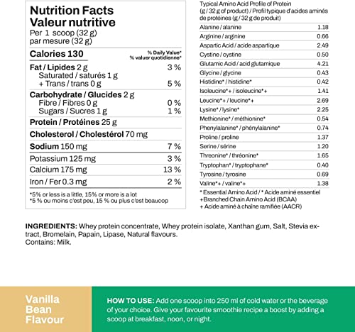 VITASAVE Whey Protein Powder Vanilla – 100% Whey Protein Powder, 25g Protein Per Serving – Grass-Fed, Gluten-Free, BCAAs, Amino Acids - 26 Servings, 832g Tub (Vanilla)