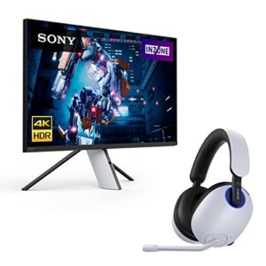 sony 27” inzone m9 4k hdr 144hz gaming monitor & inzone h9 wireless noise canceling gaming headset, over-ear headphones with 360 spatial sound, wh-g900n