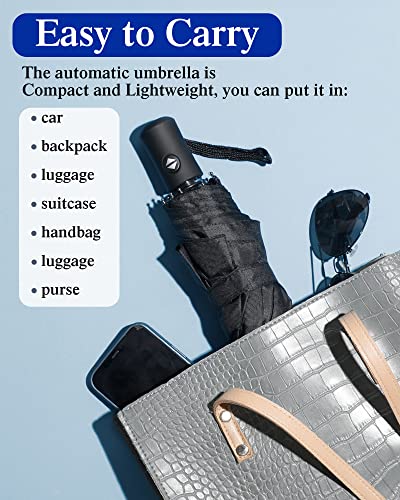 Wesiti 10 Pack Rain Umbrellas Bulk Windproof Travel Umbrellas Folding Umbrella Automatic Open and Close Collapsible Umbrella Portable Compact Umbrella for Family Men Women Kids (Black, Navy)