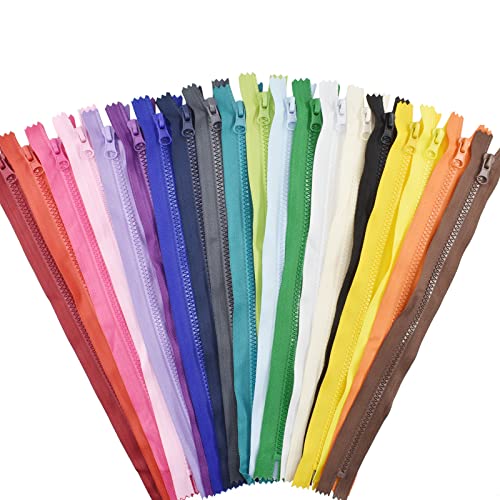 20PCS #5 Resin Zippers Separating Jacket Zippers 20 Colors Mixed Non-Separating Close-end Zippers Molded Plastic Zippers Bulk for Sewing Clothes Purse Bags Garment Home DIY Projects