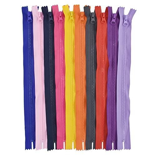 20PCS #5 Resin Zippers Separating Jacket Zippers 20 Colors Mixed Non-Separating Close-end Zippers Molded Plastic Zippers Bulk for Sewing Clothes Purse Bags Garment Home DIY Projects