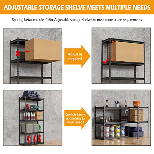 ZIKEBTUY Garage Storage Shelves, Adjustable 5-Tier Metal Heavy Duty Shelving, Utility Storage Rack for Garage Organization Warehouse Basement Shelf Rack, 35.8" W x 16.2" D x 72" H, 4 Pack