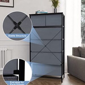 Crestlive Products Vertical Tall Fabric Dressers for Bedroom, Storage Tower - Sturdy Frame, Wood Top & Handles - Organizer Unit for Home Dorm