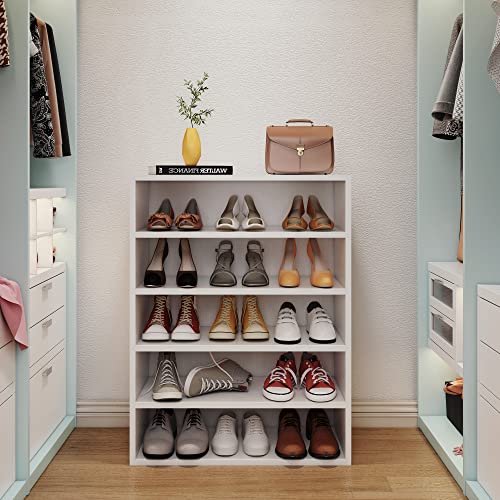 WAHEY Shoes Rack, 6-Tier Free Standing Wood Closet Organizer Unit, FSSR005