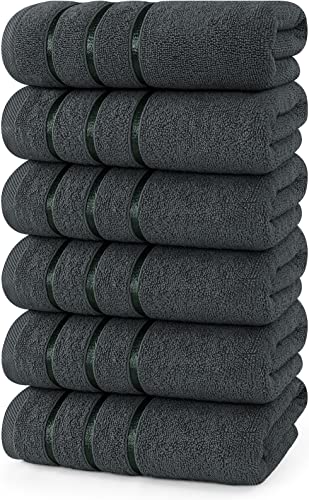 Utopia Towels - 6 Pack Viscose Hand Towels Set, (16 x 28 inches) 100% Ring Spun Cotton, Ultra Soft and Highly Absorbent 600GSM Towels for Bathroom, Gym, Shower, Hotel, and Spa (Grey)