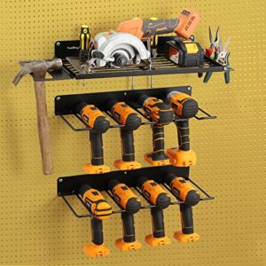 YueTong Power Tool Organizer,Drill Holder Wall Mount For Tool Organizers,Free Assemble Garage Organizers And Storage Rack,Heavy Duty & Wall Studs Available(1 Shelf+2 racks)