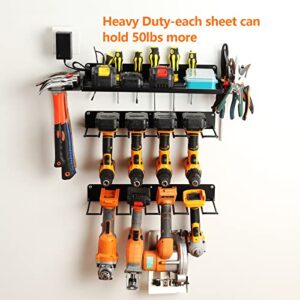 YueTong Power Tool Organizer,Drill Holder Wall Mount For Tool Organizers,Free Assemble Garage Organizers And Storage Rack,Heavy Duty & Wall Studs Available(1 Shelf+2 racks)