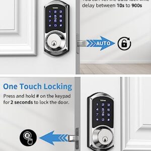 Smart Door Lock - TEEHO Keyless Entry Door Lock with Keypads - Electronic Door Locks - Easy Installation - IP54 Waterproof - Auto Lock