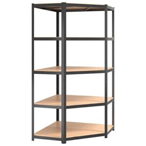 vidaxl 5-layer corner shelf industrial shelving warehouse workshop storage corner shelf unit rack furniture anthracite steel and engineered wood