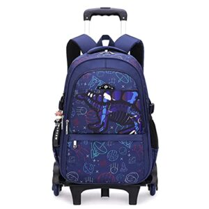 ekuizai dinosaur print elementary trolley backpack for boys middle school student carry-on luggage bookbag with wheels