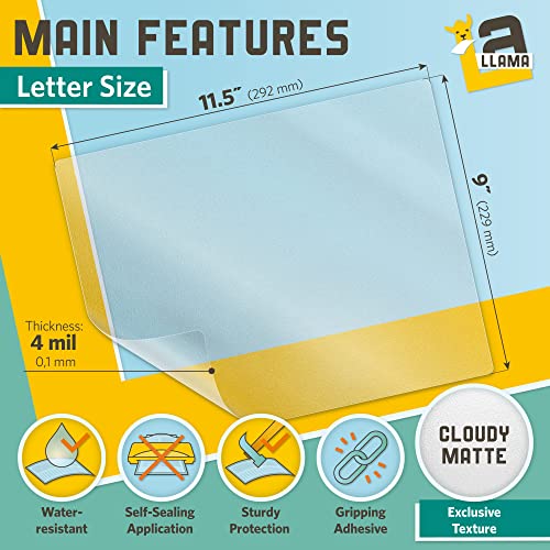 Textured Self Adhesive Laminating Sheets, Cloudy Matte Finish, 9 x 11.5 Inches, 4 Mil Thick, 10 Pack, for Letter Size Self Sealing Lamination Sheets 8.5 x 11, Laminating Pouches