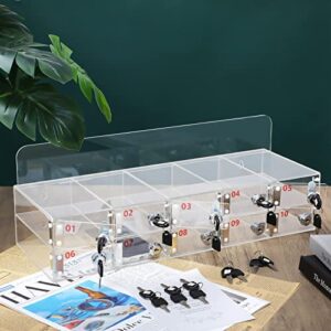 Threan Cell Phone Locker Box Clear Cell Phone Storage Acrylic Cell Phone Lock Box with Door Locks and Keys Wall Mounted Cell Phones Storage Cabinet for Office School Classroom Factory (10 Slots)