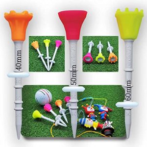 BIRDIE79 Upgraded Premium Big Head(Silicone)Golf Tees 3-1/4 - Height Adjustable - Easy Tee Up - Tee Off with Greater Consistency - Excellent Durability - Golf Tee Hanger - 1Pack(12ea Tees+2ea Figures)