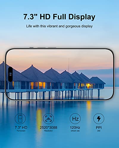 WV LeisureMaster A14 Pro Max 5G Unlocked Smartphone - 6GB+128GB Fully Unlocked Cell Phone for Android 11, 7.3" ,7300mAh, 50MP+108MP Dual Camera（White）