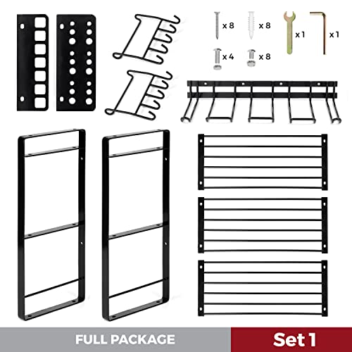 WIMART 4 Layers Power Tool Organizer, Wall Mount Heavy Duty Power Tool Organizers and Storage Cordless Drill Holder Storage for Handhold Power Tools At Home, Warehouse (Black - 1 Pcs/Set)