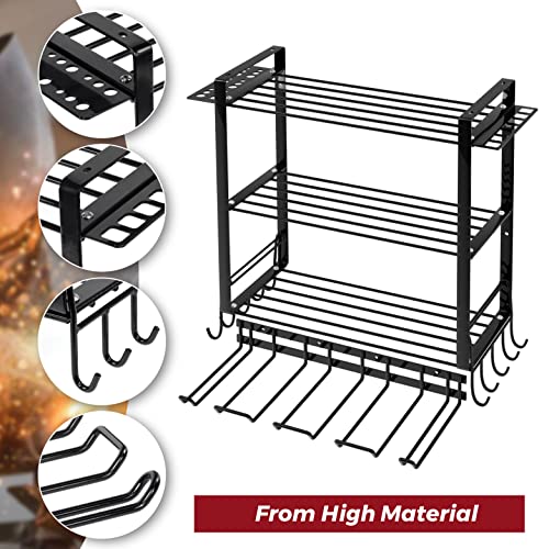 WIMART 4 Layers Power Tool Organizer, Wall Mount Heavy Duty Power Tool Organizers and Storage Cordless Drill Holder Storage for Handhold Power Tools At Home, Warehouse (Black - 1 Pcs/Set)