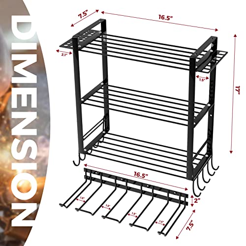 WIMART 4 Layers Power Tool Organizer, Wall Mount Heavy Duty Power Tool Organizers and Storage Cordless Drill Holder Storage for Handhold Power Tools At Home, Warehouse (Black - 1 Pcs/Set)