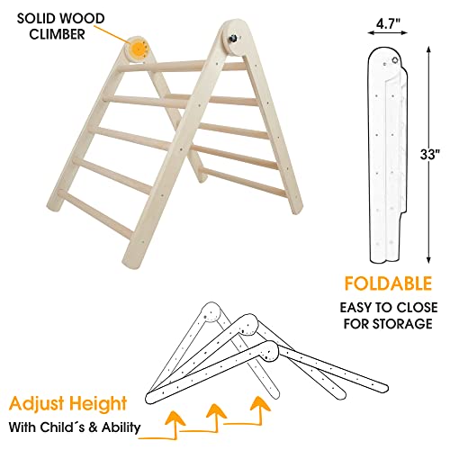 bbgroundgrm Beech Climbing Toys for Toddlers 1-3, Folding Toddler Climbing Toys Indoor, Montessori Play Gym Wooden for Toddlers and Kids