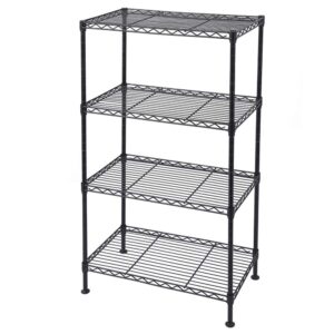 vasitelan 4 tier adjustable storage shelf metal storage rack wire shelving unit 335lbs capacity 19.69" l x 11.8" w x 31.5" h for laundry bathroom kitchen black