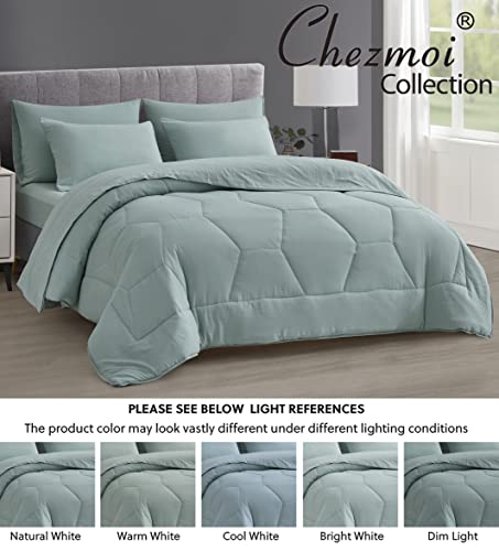 Chezmoi Collection Piper Twin Bed in a Bag 5-Pieces Honeycomb Geometric Hexagon Quilted Soft Washed Double Brushed Microfiber Comforter with Sheets Lightweight All Season Bedding Set (Twin, Aqua)