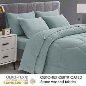 Chezmoi Collection Piper Twin Bed in a Bag 5-Pieces Honeycomb Geometric Hexagon Quilted Soft Washed Double Brushed Microfiber Comforter with Sheets Lightweight All Season Bedding Set (Twin, Aqua)