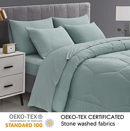 Chezmoi Collection Piper Twin Bed in a Bag 5-Pieces Honeycomb Geometric Hexagon Quilted Soft Washed Double Brushed Microfiber Comforter with Sheets Lightweight All Season Bedding Set (Twin, Aqua)