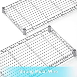 Auslar Metal Storage Shelves 6 Tier Wire Shelving Unit - Metal Racks for Storage with Adjustable Level Feet and Hanging Hooks, Chrome, Grey (24.26" L x 11.5" D x 63" H)