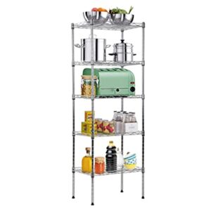 5-Tier Metal Wire Shelving Unit Kitchen Shelf Organizer Kitchen Storage Rack Utility Shelf Snack Shelf, NSF Certified Storage Shelves for Storage, Garage Shelving Storage Shelf Pantry Shelves