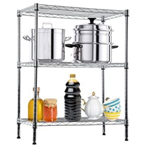 MKDLUFEI 3-Tier Wire Shelving Unit Adjustable Height 450Lb Capacity Small Metal Shelving for Storage 24"x14"x30" Metal Shelves for Kitchen, Office, Pantry, Laundry, Closet, Organizer Wire Rack