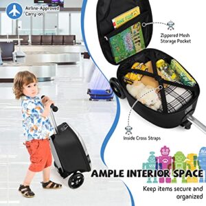 GLACER 19” Hardshell Ride-on Suitcase Scooter, Carry-on Luggage & Scooter w/LED Wheels, Anti-Slip Aluminum Deck, Foldable Kids Ride-on Suitcase for Travel & School, Cute & Lightweight (Robot)