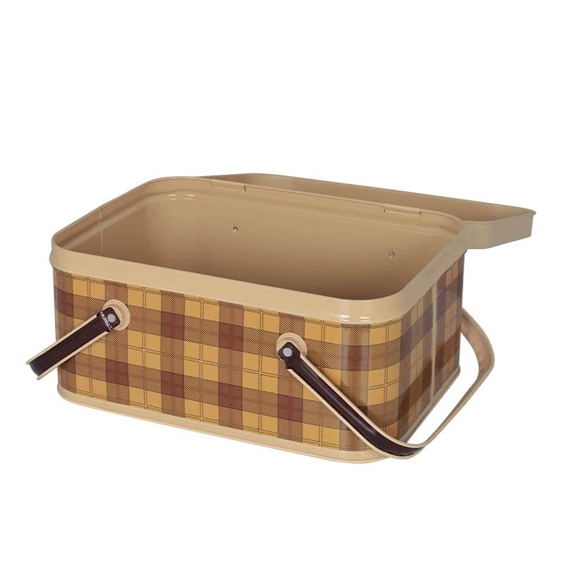 Dalton XRZ-0441MS Tin Basket, Mustard, Old Air Filled Tin Basket, Storage, Pantry Box, Height 6.3 inches (160 mm), Width 13.2 inches (335 mm), Depth 9.6 inches (245 mm), Capacity 2.8 gal (10 L)