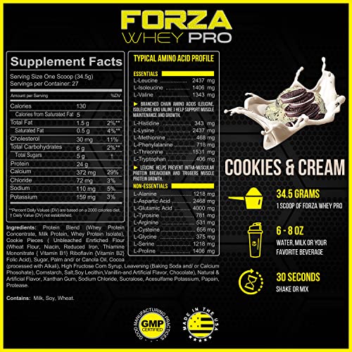 Forzagen Low Carb Whey Protein Powder Cookies and Cream Flavored, Lean Protein Powder 2lbs for Men & Women, 24G of Protein, No Sugar Added, Proteina Whey Protein Cookies and Cream 2 Pounds