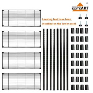 EZPEAKS 4-Shelf Shelving Unit with Shelf Liners Set of 4, Adjustable Rack Unit, Steel Wire Shelves, Shelving Units and Storage Rack for Office Kitchen and Garage (35.5W X 15.8D X 54H)