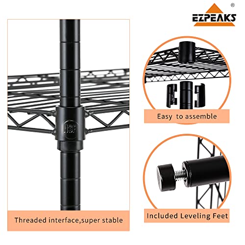 EZPEAKS 4-Shelf Shelving Unit with Shelf Liners Set of 4, Adjustable Rack Unit, Steel Wire Shelves, Shelving Units and Storage Rack for Office Kitchen and Garage (35.5W X 15.8D X 54H)