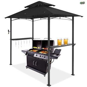 meway 8x5 outdoor grill gazebo canopy, bbq canopy gazebo tent for patio,barbecue,black