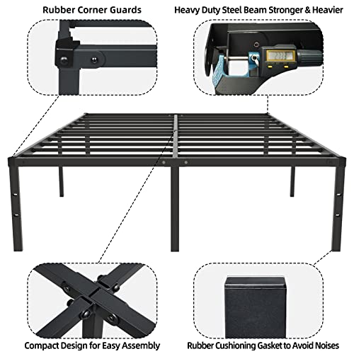 LUKIROYAL18 inch Twin Bed Frame with Steel Slats - Sturdy and Non-Slip Platform Bed with Safety Bumpers, Easy Assembly, No Box Spring Needed, Enjoy Extra Storage Space Underneath.